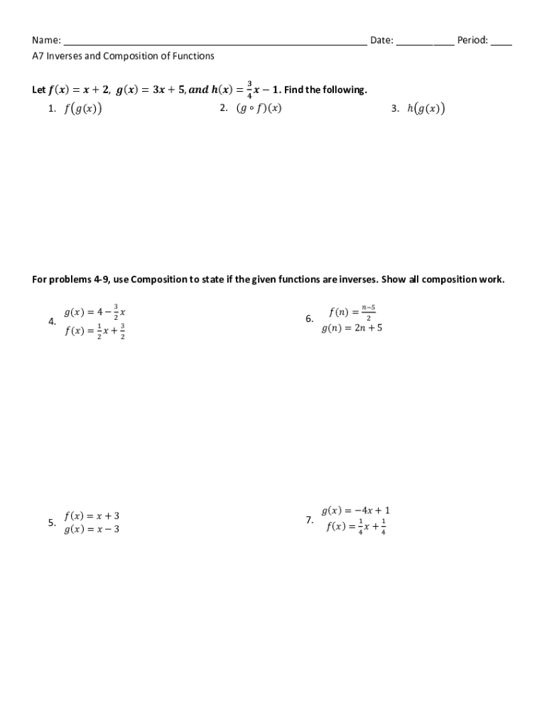 Fillable Online Verifying inverse functions by composition - Khan ...