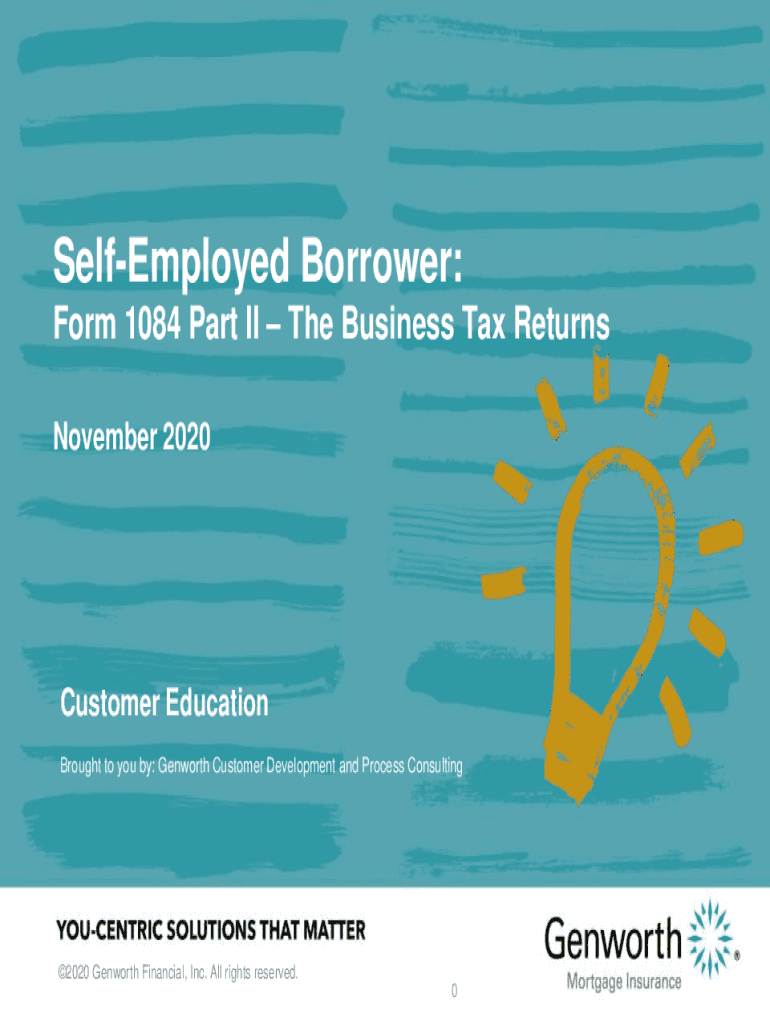 Fillable Online Self-Employed Borrower Form 1084 Part II - Business Tax ...