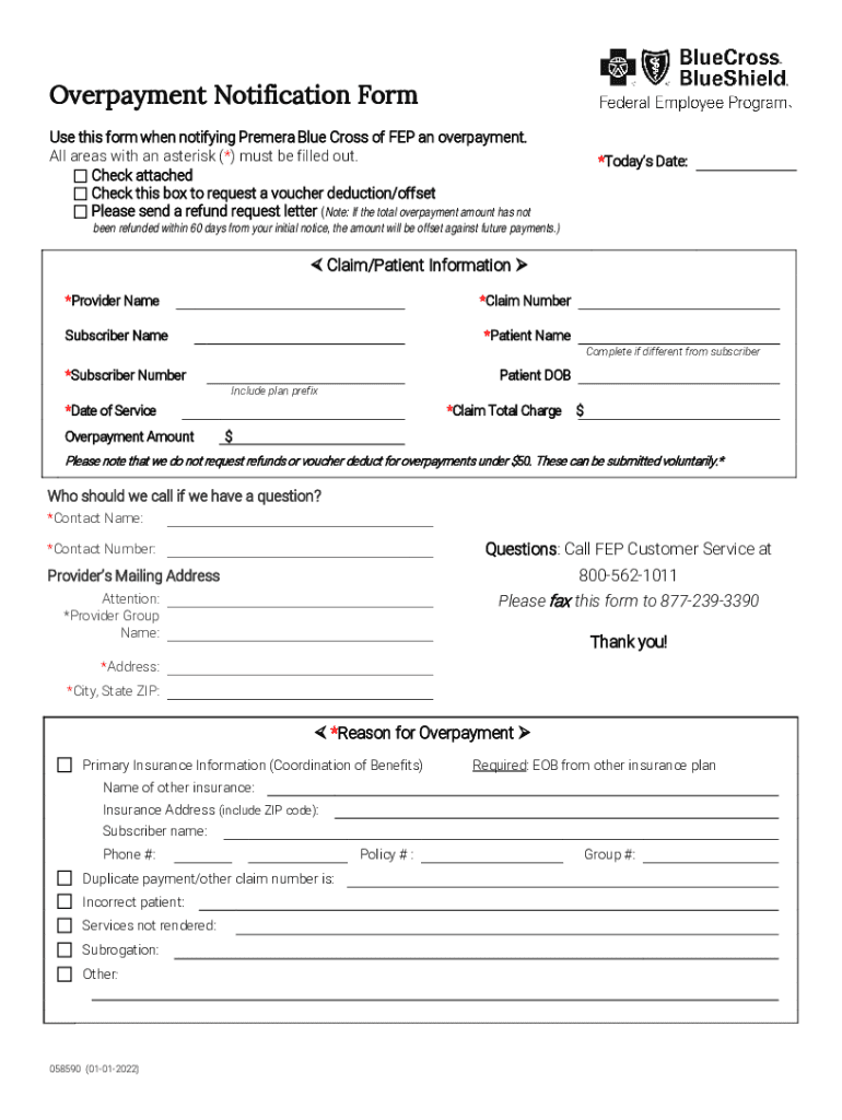 Fillable Online Overpayment Notification Form and General ...