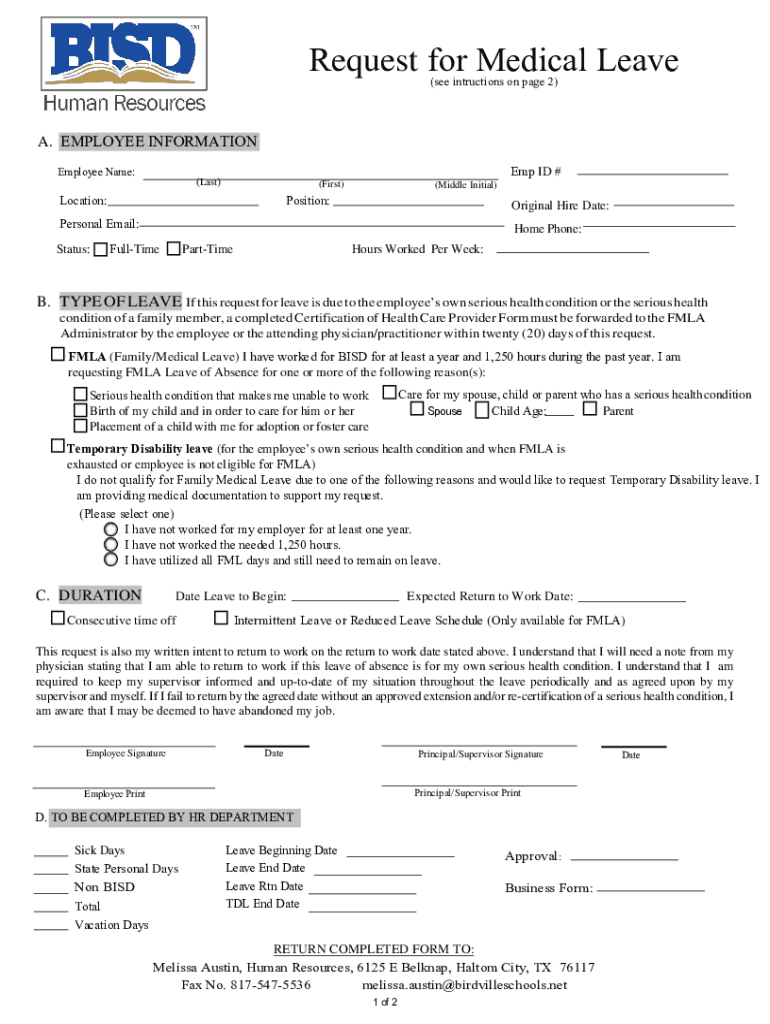 Fillable Online STD-FMLA LEAVE REQUEST FORM 30509 Fax Email Print ...