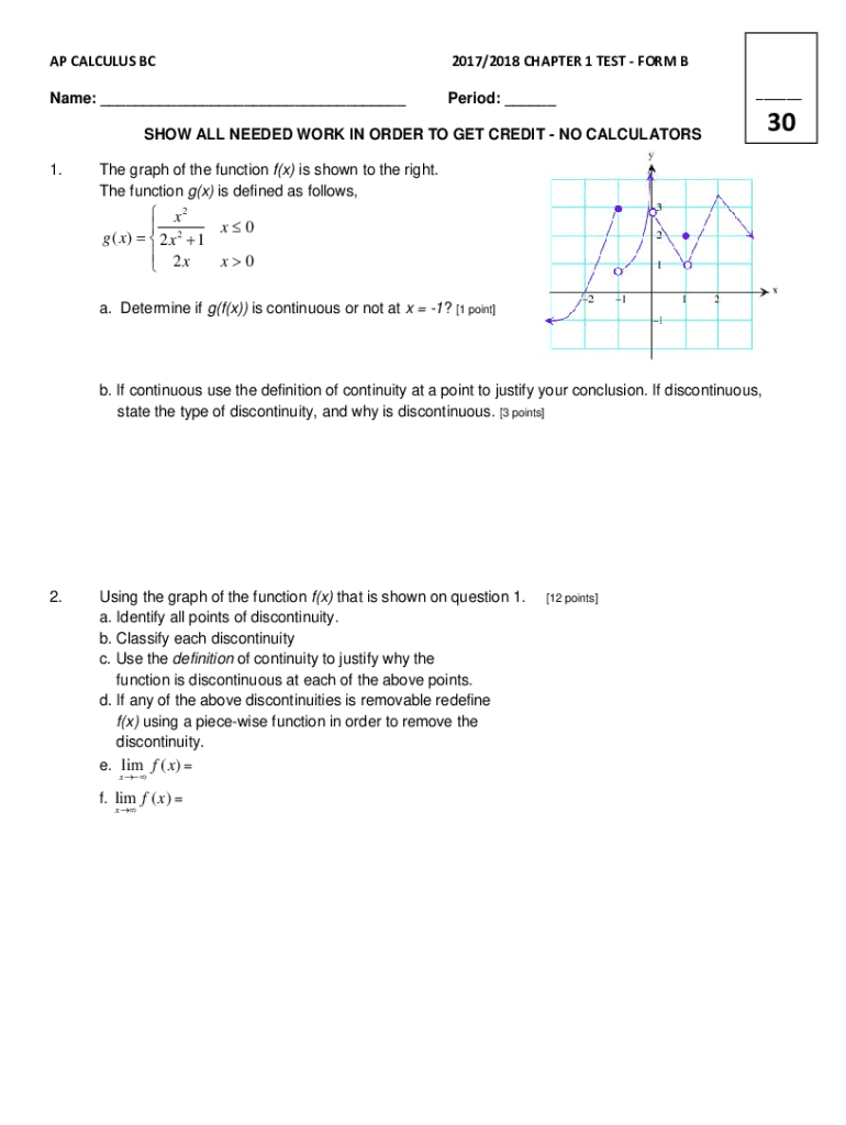 Fillable Online AP Calculus AB and AP Calculus BC Sample QuestionsAP ...