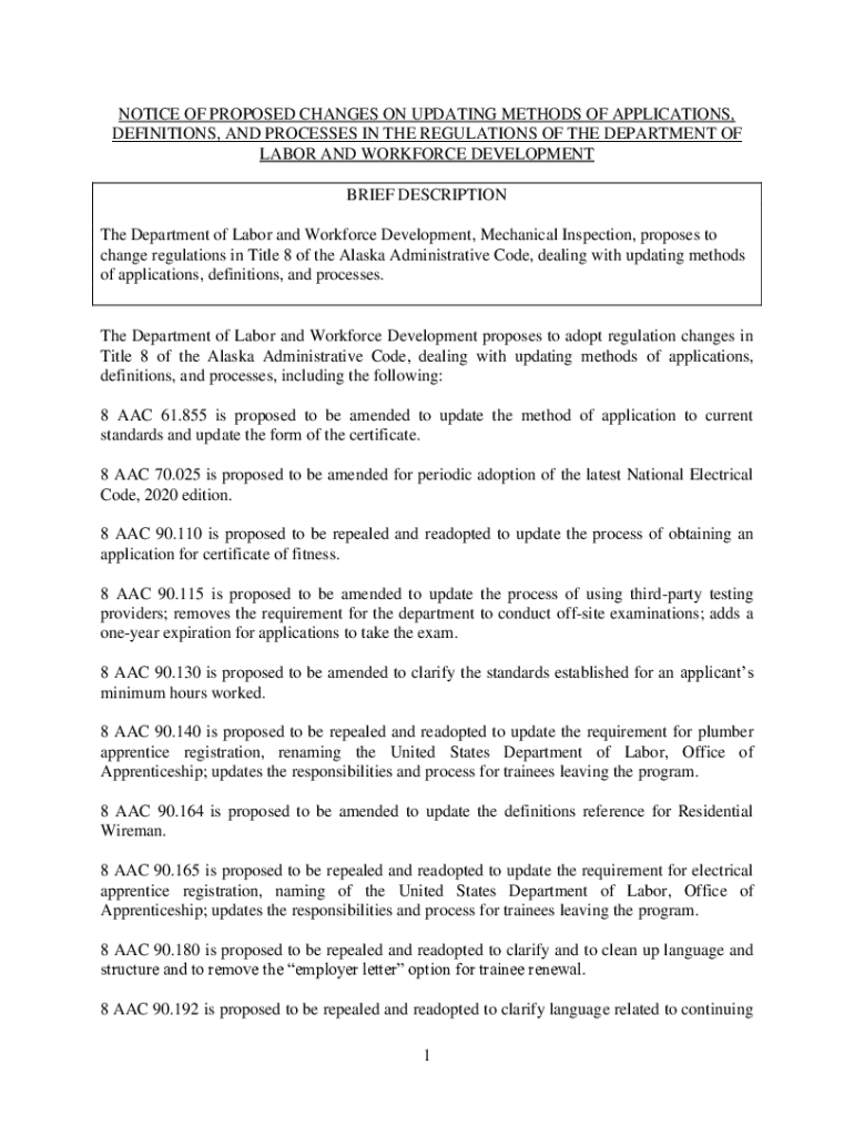 Fillable Online labor alaska Alaska Department of Labor Proposed Regulations Fax Email Print ...