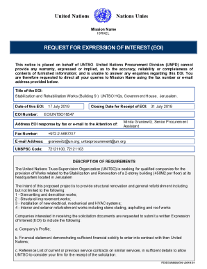 Fillable Online request for expression of interest (eoi) - UNTSO Fax Email Print - pdfFiller