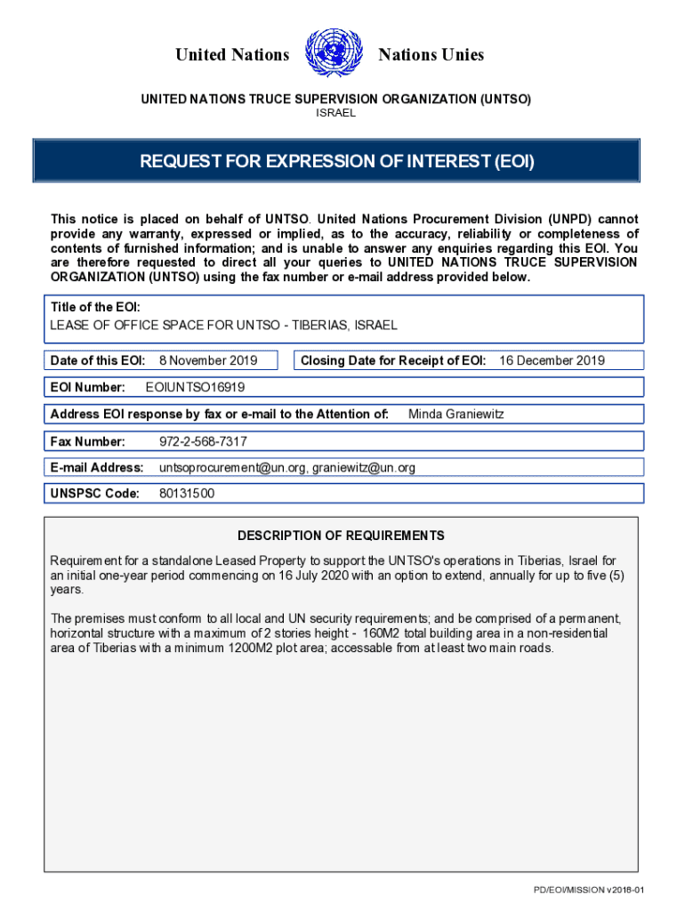 Fillable Online EOI Mission Template - UNTSO Fax Email Print - pdfFiller