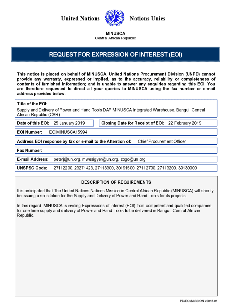 Fillable Online Supply and Delivery of Power and Hand Tools DAP MINUSCA ...