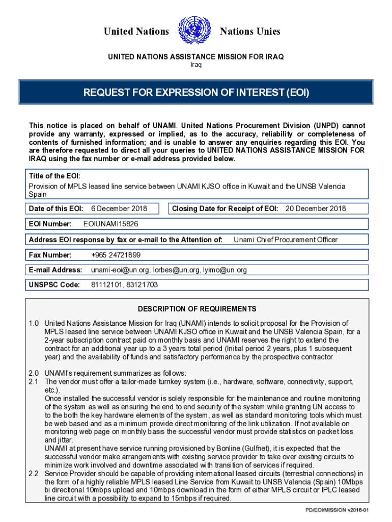 Fillable Online Provision of MPLS leased line service between UNAMI ...