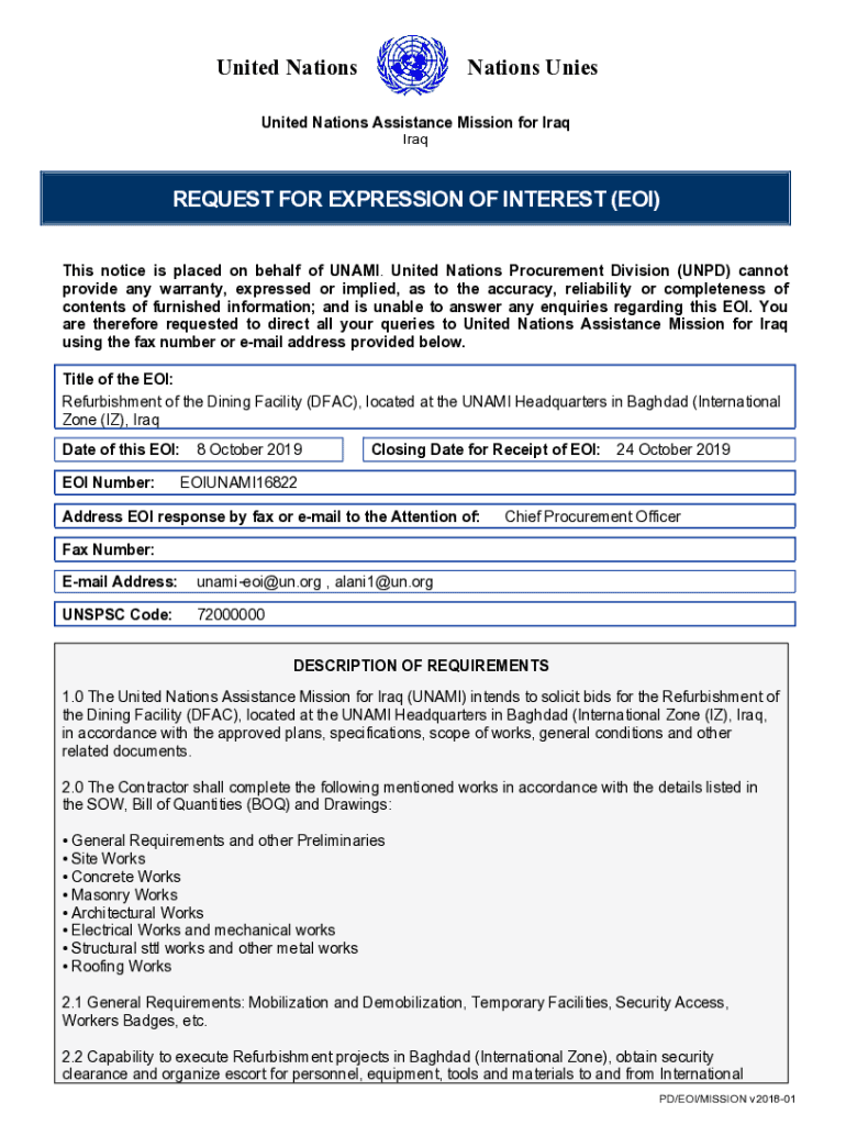 Fillable Online Refurbishment of the Dining Facility (DFAC), located at ...