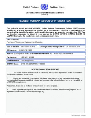 Fillable Online United Nations Nations Unies REQUEST FOR EXPRESSION OF INTEREST (EOI) Fax Email ...