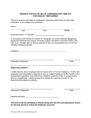 Fillable Online request for pay in lieu of compensatory time off Fax ...