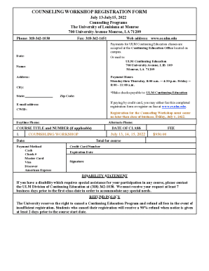 Fillable Online webservices ulm counseling workshop registration form ...