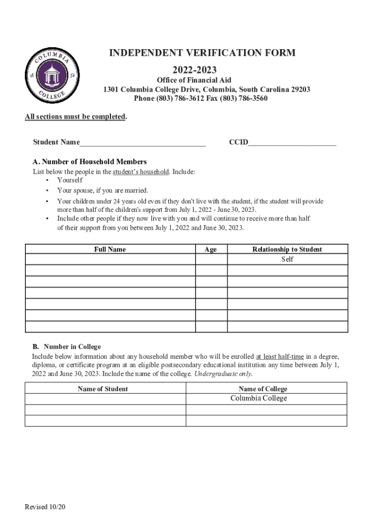 Fillable Online INDEPENDENT VERIFICATION FORM Fax Email Print - pdfFiller