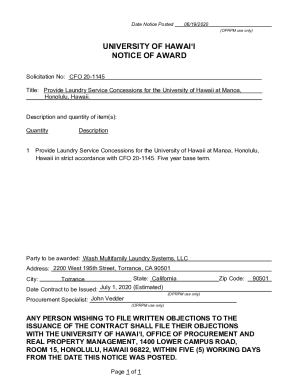 Fillable Online Intent to Award Fax Email Print - pdfFiller