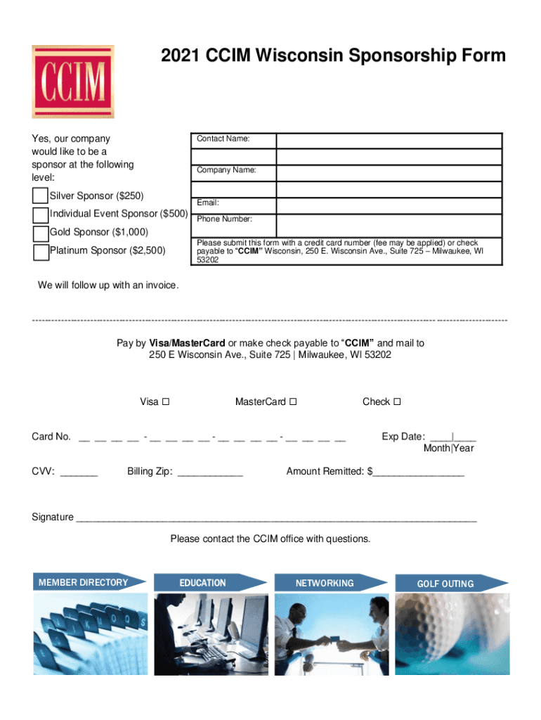 Fillable Online Sponsorship Form CCIM2020.pub Fax Email Print - pdfFiller
