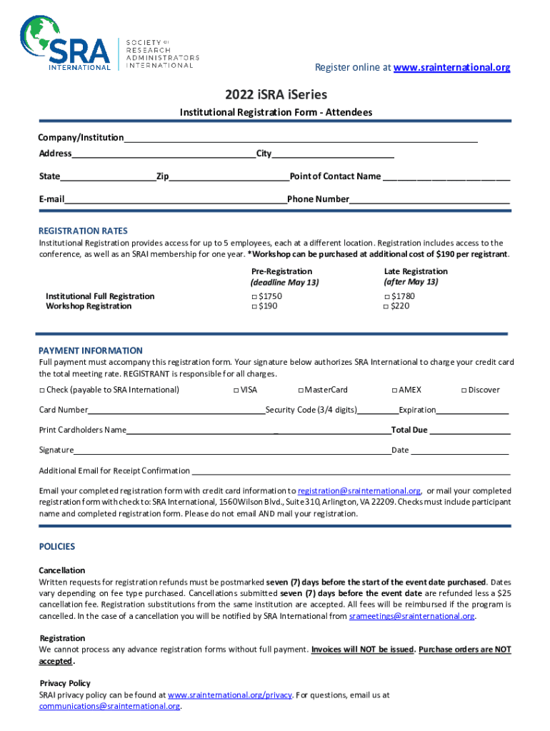 Fillable Online Institutional Registration Form - Attendees Fax Email Print - pdfFiller