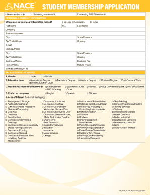 Fillable Online STUDENT MEMBERSHIP APPLICATION - online donation form ...