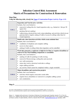 Fillable Online Infection Control Risk Assessment 2.0 Matrix of ...