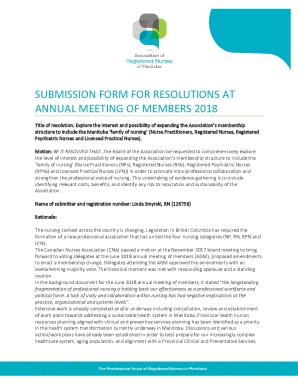 Fillable Online SUBMISSION FORM FOR RESOLUTIONS AT ANNUAL MEETING ...