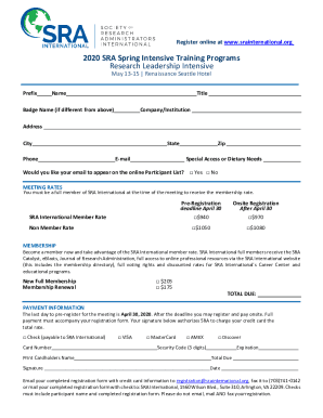 Fillable Online Trainings and Conferences - SRA International Fax Email ...