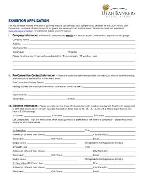 Fillable Online EXHIBITOR APPLICATION Fax Email Print - pdfFiller