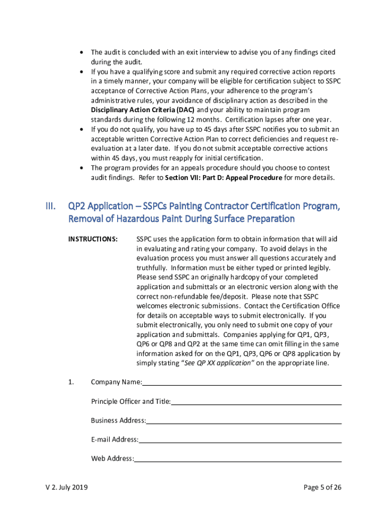 Fillable Online AMPP/SSPC QP2 APPLICATION, INSTRUCTIONS, AND ... Fax ...