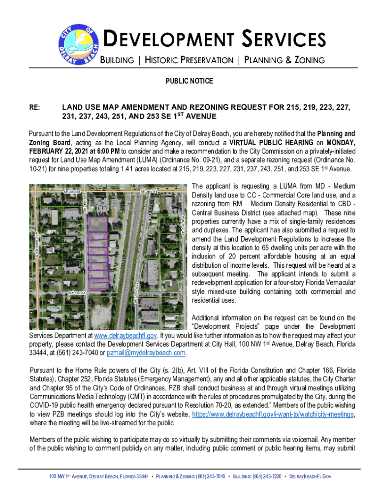 Fillable Online PUBLIC NOTICE RE: LAND USE MAP AMENDMENT AND REZONING REQUEST FOR 215 ... Fax ...