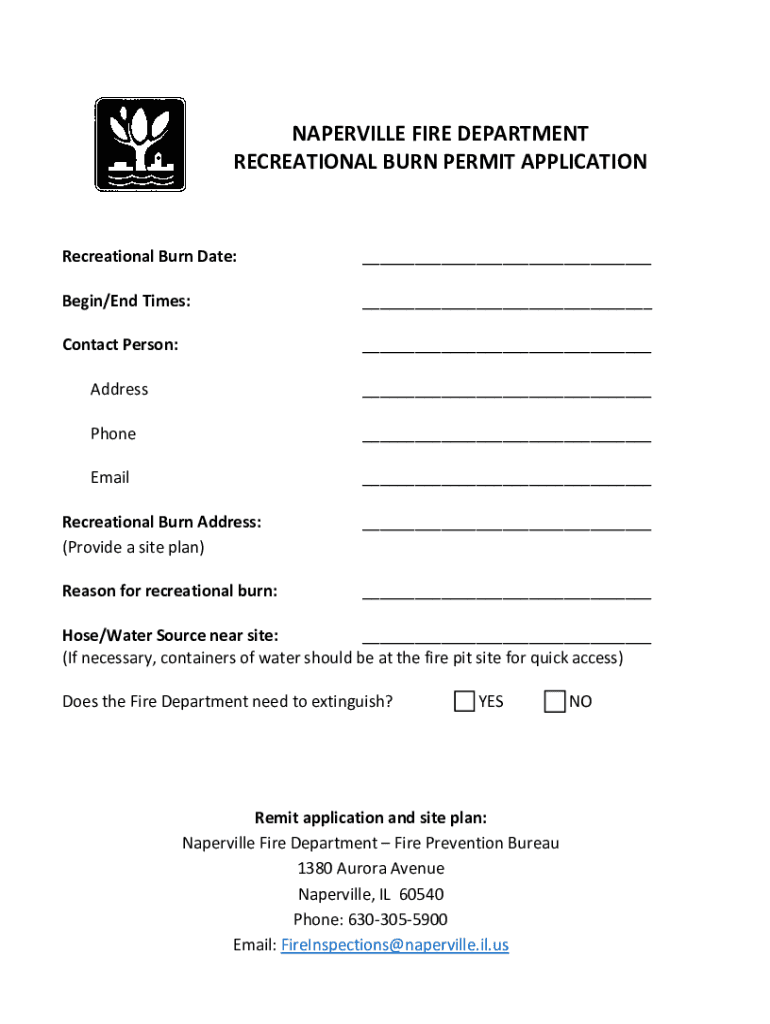 Fillable Online APPLICATION FOR BURN PERMIT THROUGH NAPERVILLE FIRE DEPARTMENT Fax Email Print ...
