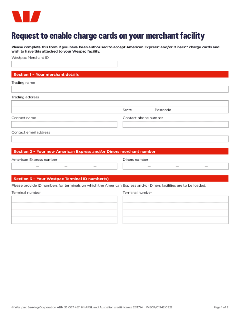 Fillable Online Request to enable charge cards on your merchant ...