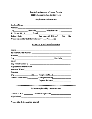 Fillable Online schoolwires henry k12 ga 2018 Scholarship Application ...
