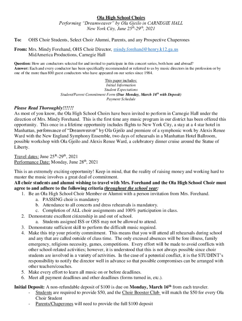 Fillable Online schoolwires henry k12 ga Ola High School Choirs ...