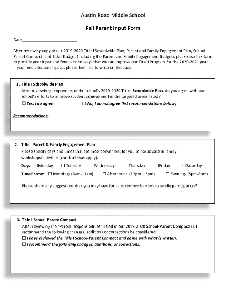 Fillable Online schoolwires henry k12 ga Austin Road Middle School Fall ...