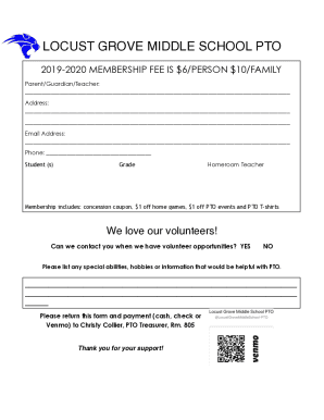Fillable Online schoolwires henry k12 ga LGMS PTO membership form - Henry County Schools Fax ...