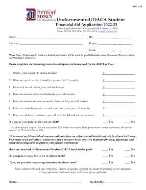 Fillable Online DACA/Undocumented Form Fax Email Print - pdfFiller
