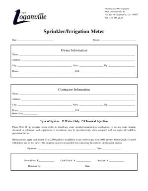 Fillable Online Sprinkler/Irrigation Meter - Webflow Fax Email Print ...