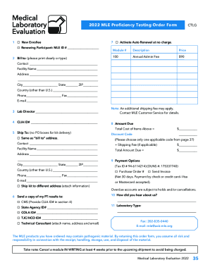 Fillable Online 2022 MLE Proficiency Testing Order Form - Webflow Fax ...