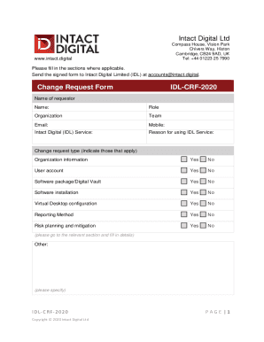 Fillable Online Intact Digital Ltd Change Request Form IDL-CRF-2020 Fax Email Print - pdfFiller