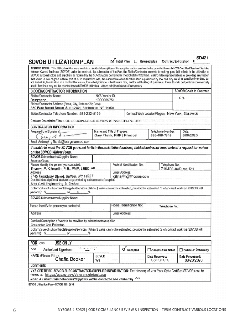 Fillable Online sdvob utilization plan - NY.gov Fax Email Print - pdfFiller