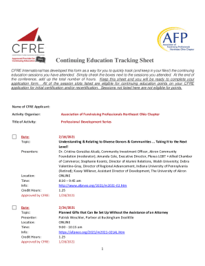 Fillable Online Continuing Education Tracking Sheet - online donation ...