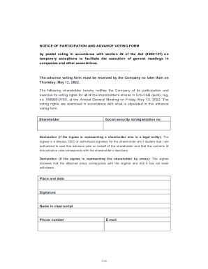 Fillable Online NOTIFICATION OF PARTICIPATION AND FORM FOR POSTAL ...