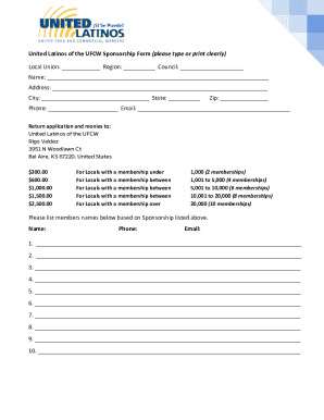 Fillable Online United Latinos of the UFCW Sponsorship Form - Webflow ...