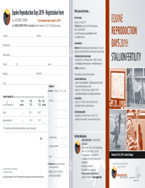 Fillable Online EQUINE REPRODUCTION DAYS2019: STALLION FERTILITY Fax ...