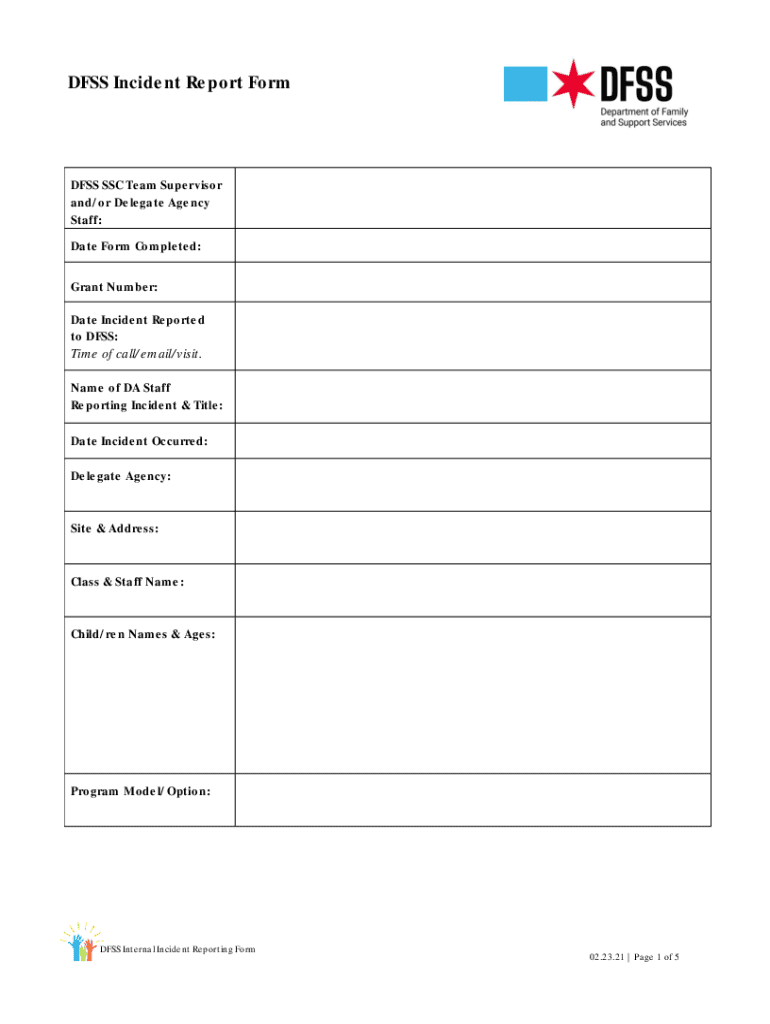Fillable Online DFSS Incident Report Form Fax Email Print - pdfFiller
