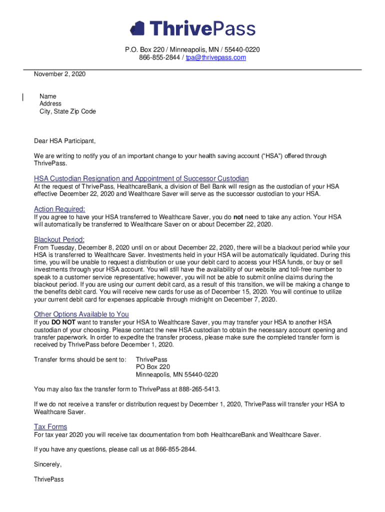 Fillable Online HSA Custodian Resignation and Appointment of Successor ... Fax Email Print ...