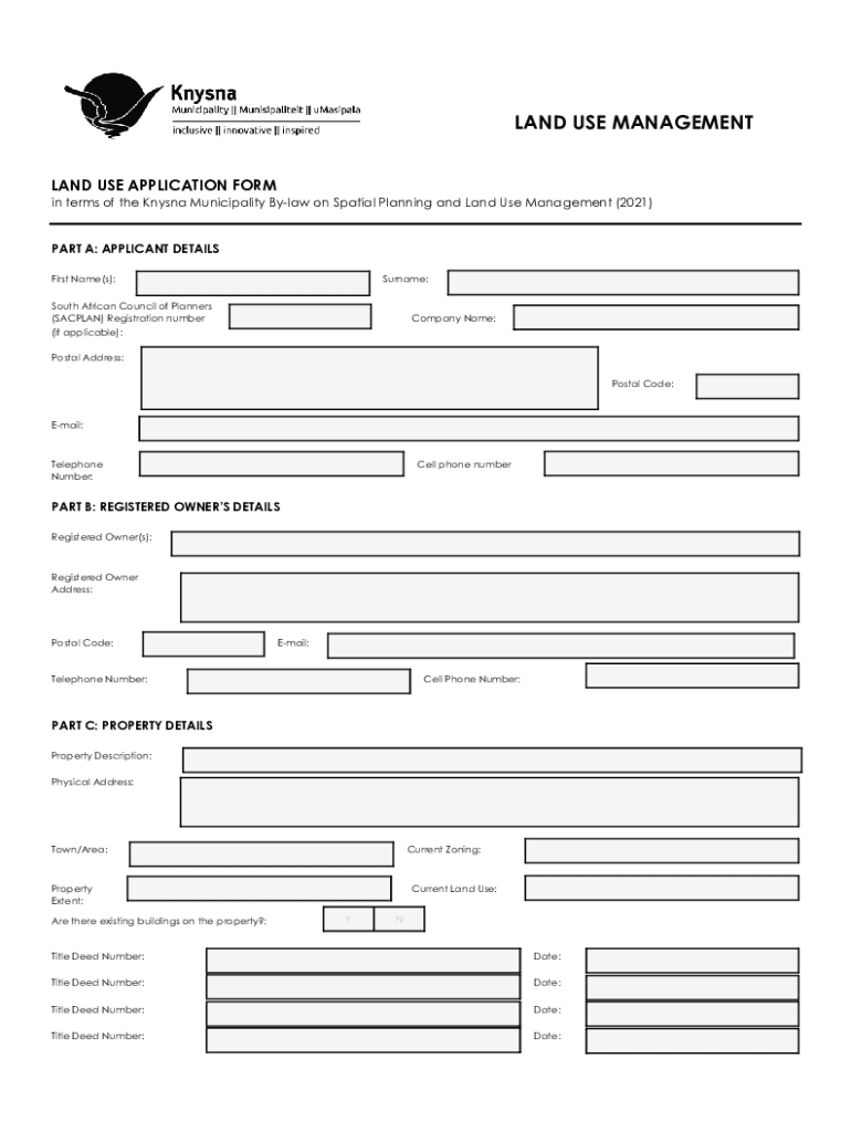 Fillable Online sbm.gov.zaLand-Use-application-formLand Use application ...
