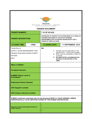 Fillable Online Education, Training, Mentorship and Coaching Tenders ...