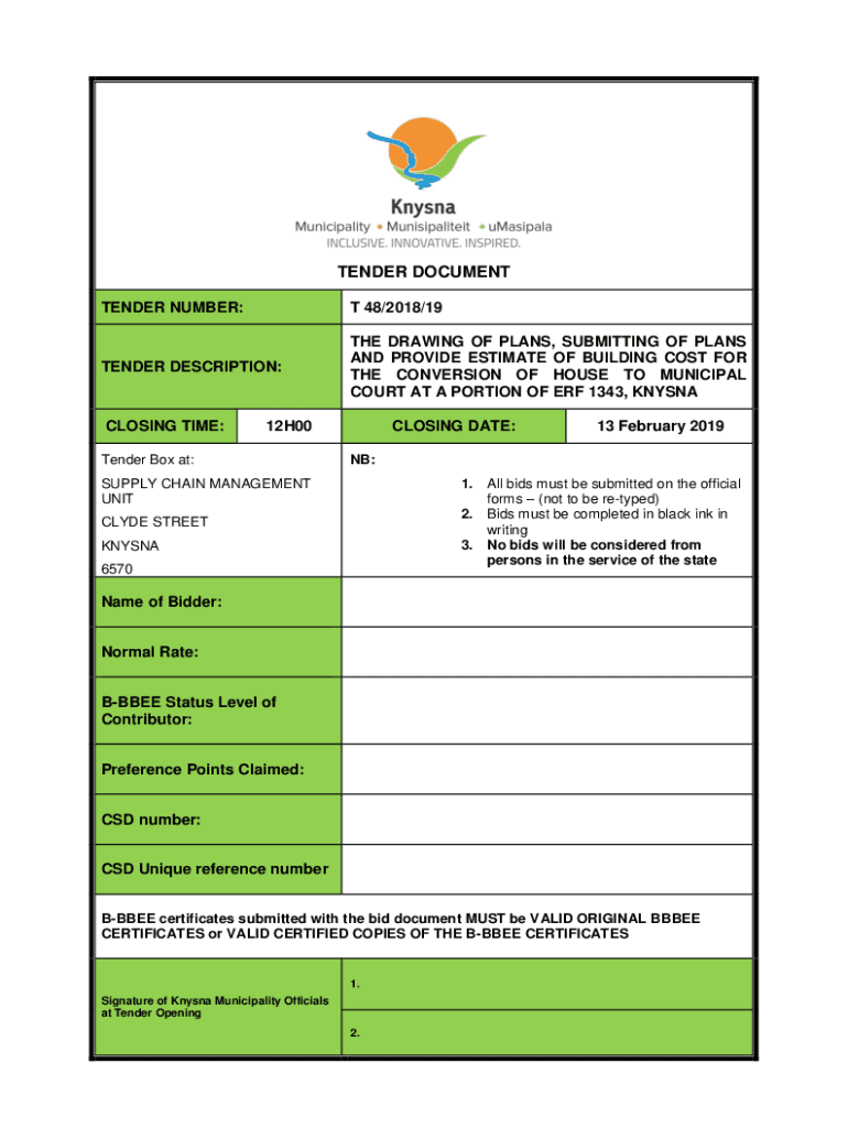 Fillable Online Tender documents for construction: Tips for your ...