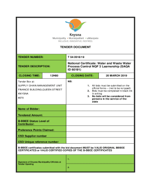Fillable Online TENDER DOCUMENT National Certificate - Knysna ...
