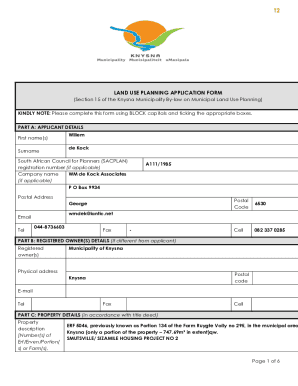 Fillable Online Land Use Planning Application Form Knysna Municipality ...