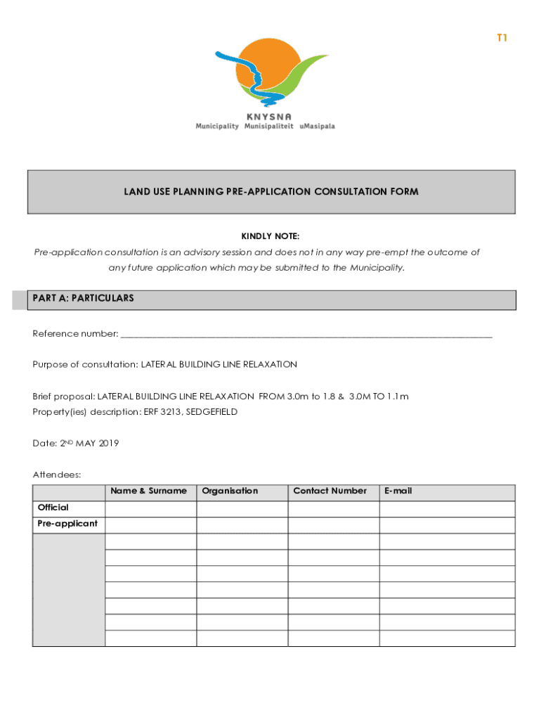 Fillable Online Purpose of consultation: LATERAL BUILDING LINE ...