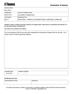 Fillable Online Declaration of Interest form. Declaration of Interest ...