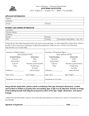 Fillable Online Planning Department SIGN PERMIT APPLICATION 109 N. Walker ... Fax Email Print ...